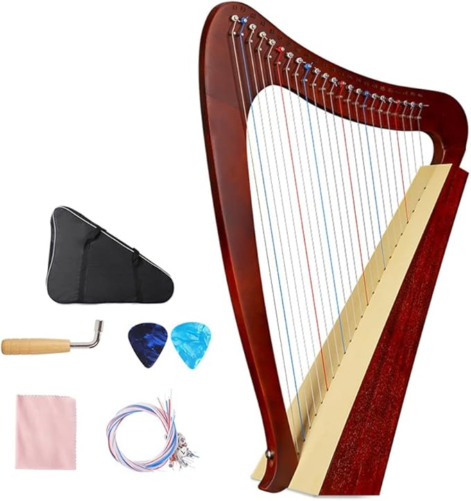 Amazon.com: Lyre Harp, 23 String Lyre Harp Mahogany Musical Instrument ...