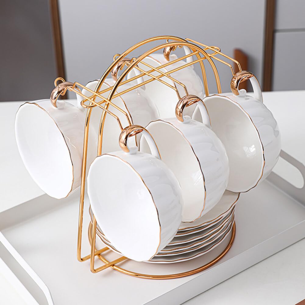 Amazon.com: Tea Cup and Saucer Display Stand Holder Rack Metal Cup ...
