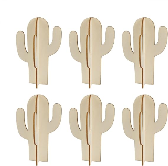 Amazon.com: Creaides 12pcs Cacti Wood DIY Crafts Cutouts Wooden Cactus ...