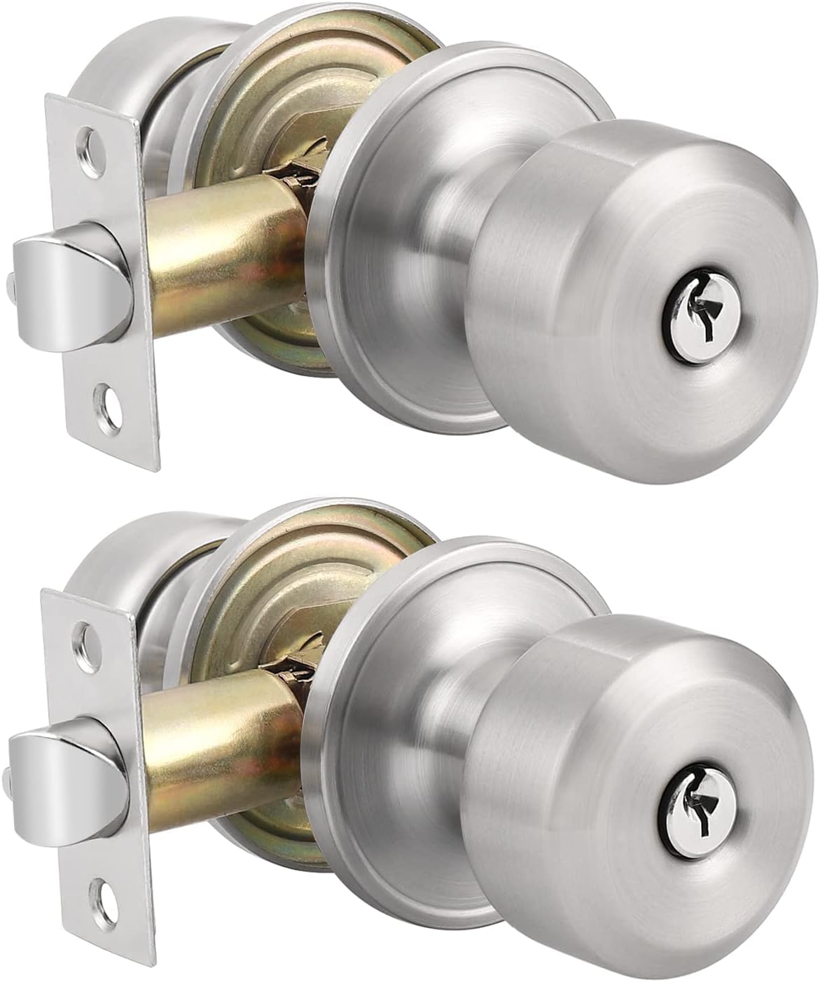 Knobonly 4 Sets Entry Door Knobs Keyed Alike with Deadbolts Keyed on ...