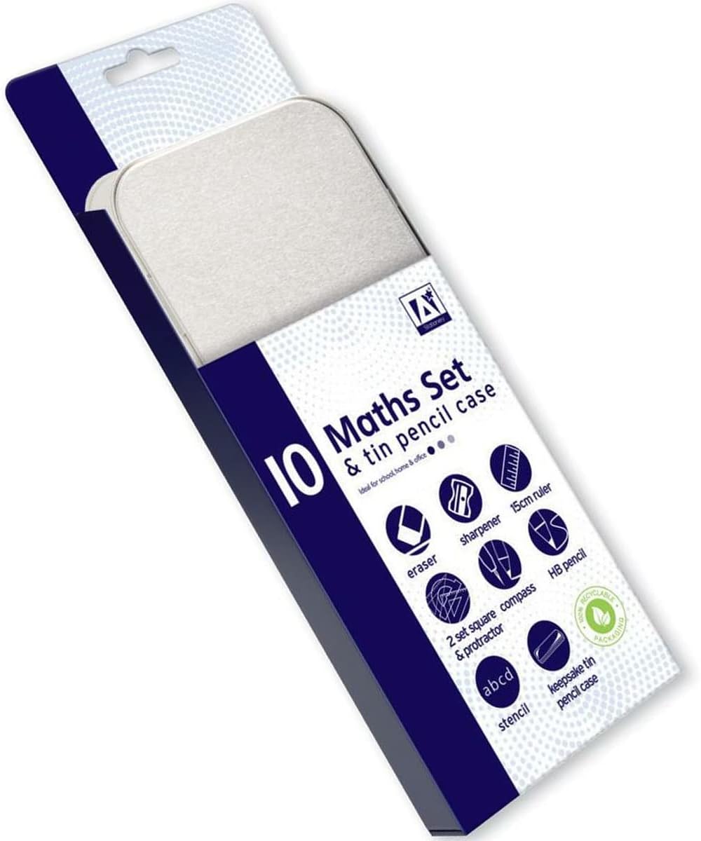 10 Piece Maths Geometry Set Stationery School Exam Homework Compass ...