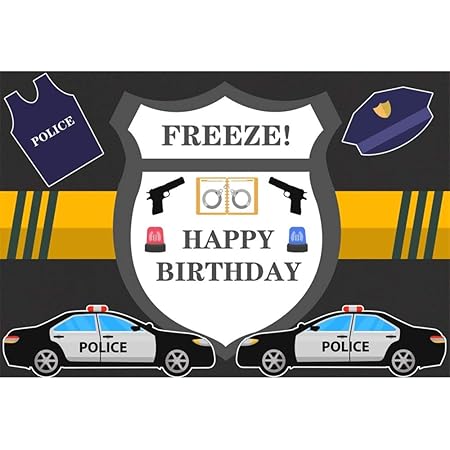Amazon.com : MEHOFOTO Police Themed Birthday Party Backdrop Props ...