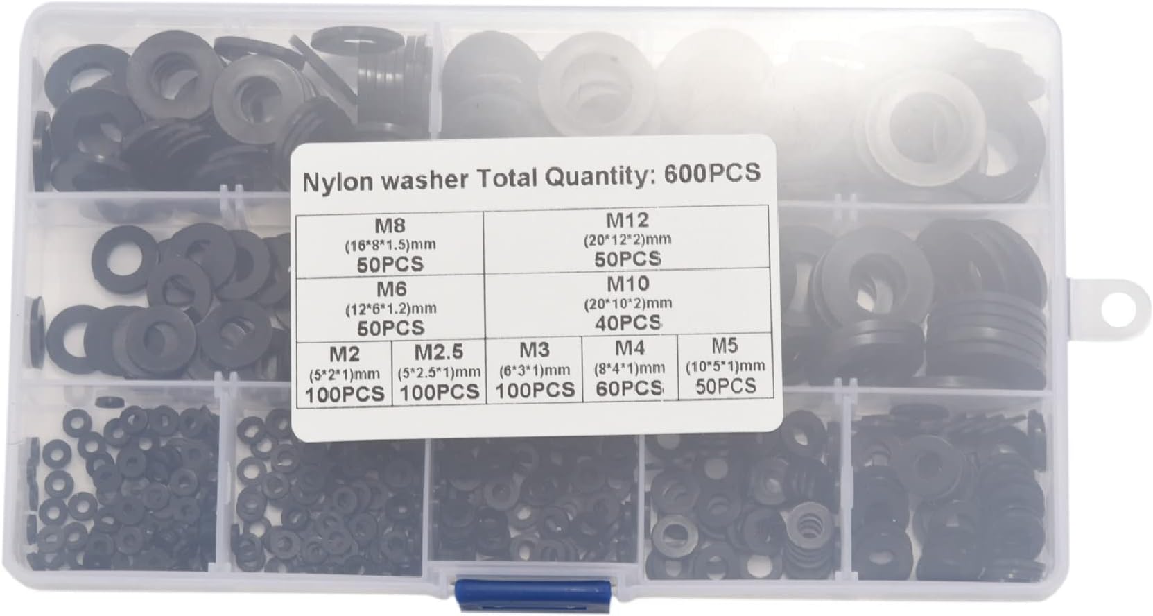 Yakamoz Nylon Washers, 520Pcs White Nylon Flat Washers Assortment Kit ...
