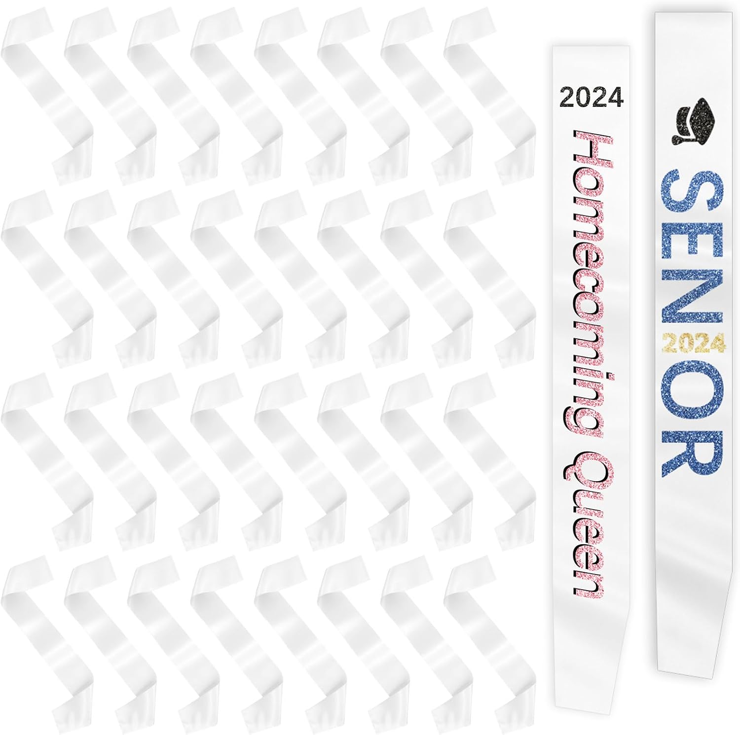 Amazon.com: 38 Pcs Satin White Sash for Pageants Sublimation Birthday ...