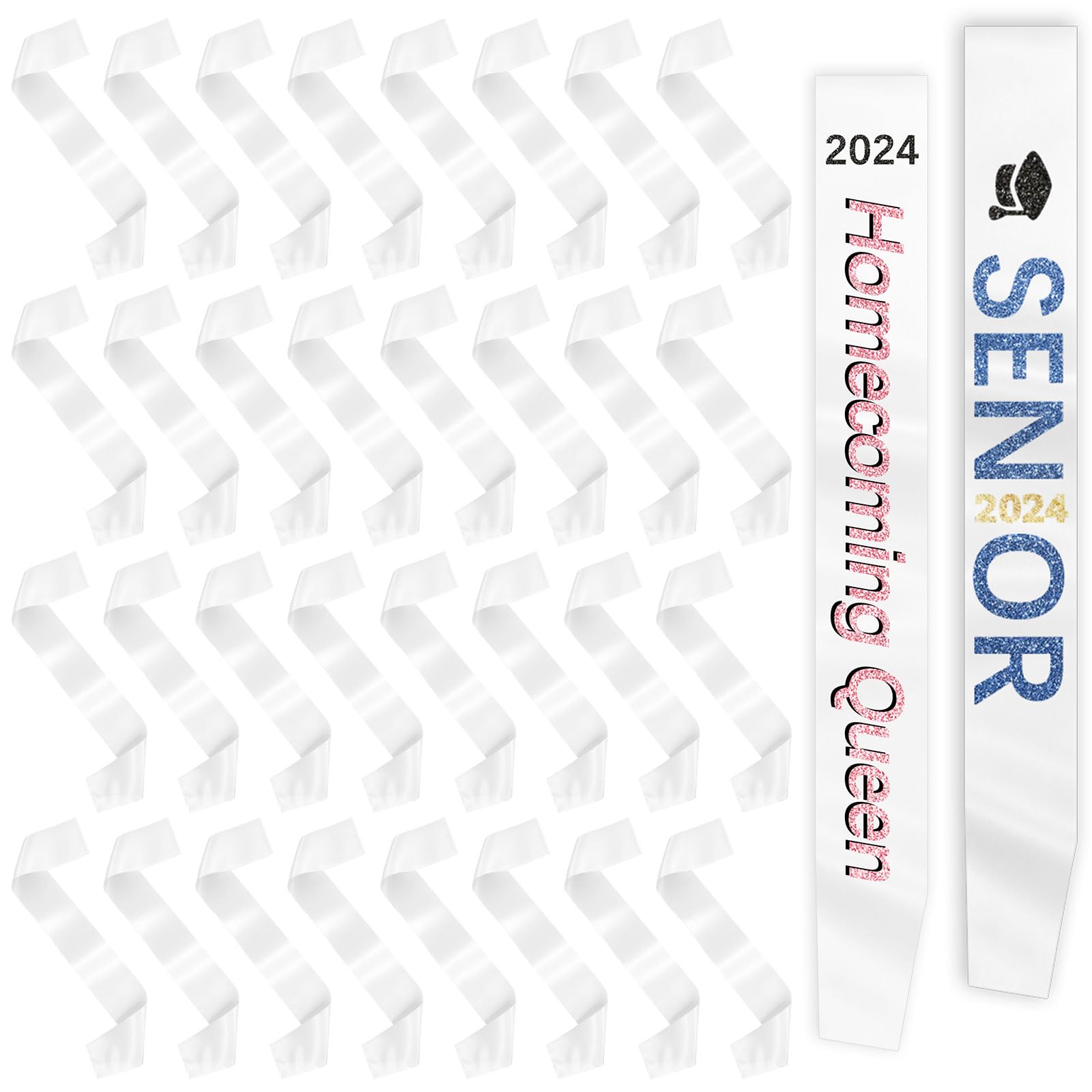 Amazon.com: 38 Pcs Satin White Sash, Plain Blank Sashes for Pageants ...