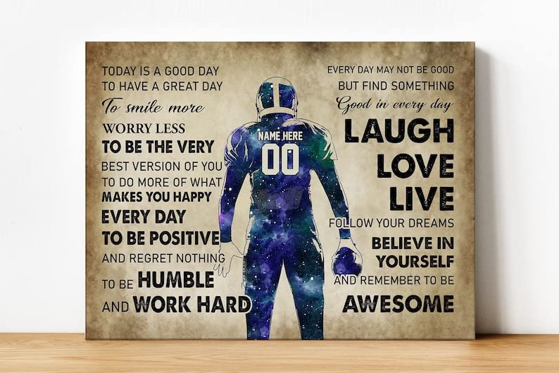 Amazon.com: Personalized Football Poster/Canvas, Laugh Love Live Wall ...