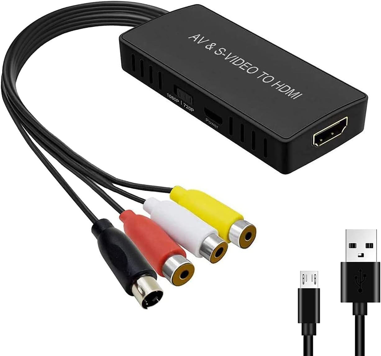SVideo to HDMI Converter, ELASO S-Video & 3RCA CVBS AV to HDMI Adapter ...