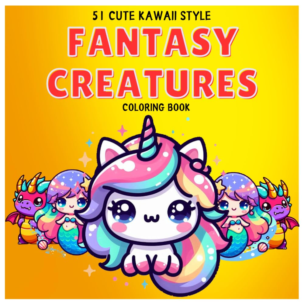 Amazon.com: Adorable Mythical Kawaii Creatures Coloring book for Kids ...