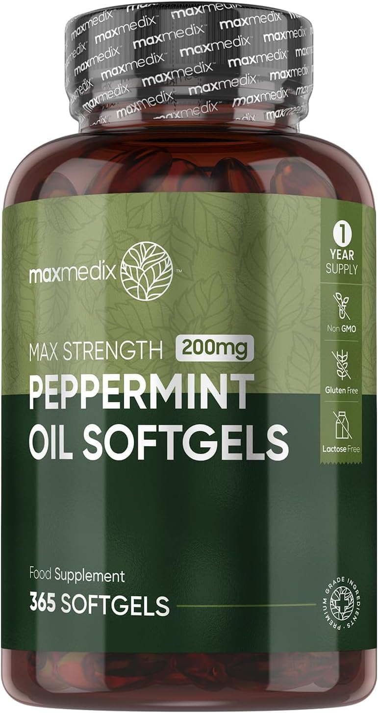 Peppermint Oil Capsules Softgels 200mg - 365 Softgels (1 Year Supply ...