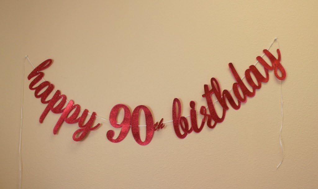 Amazon.com: All About Details Happy 90th Birthday Cursive Banner, 1set ...