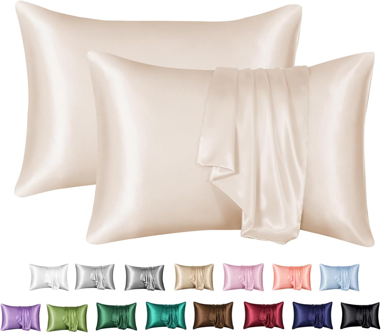 Amazon.com: Bedsure Satin Pillowcase for Hair and Skin Standard - Silk ...