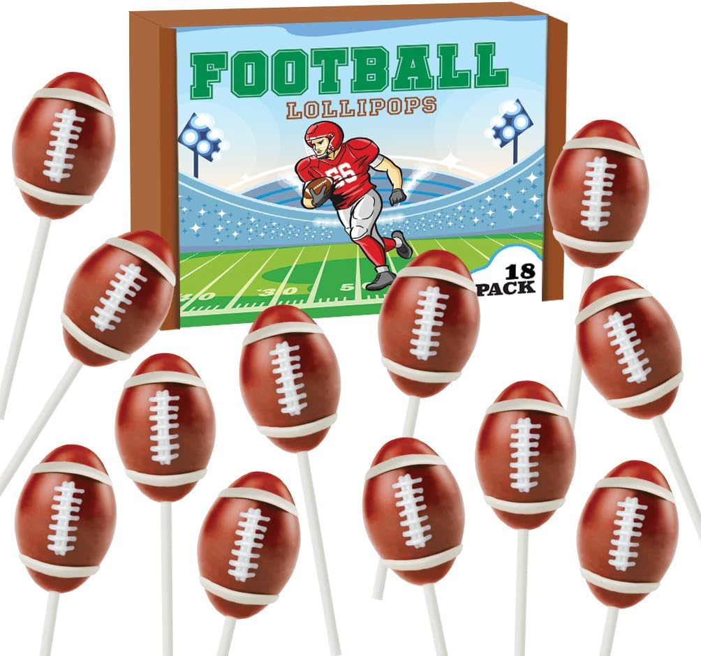 Amazon.com : Football Candy Lollipops - 18 Count Individually Wrapped ...