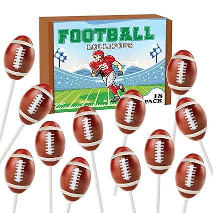 Amazon.com : Football Candy Lollipops - 18 Count Individually Wrapped ...