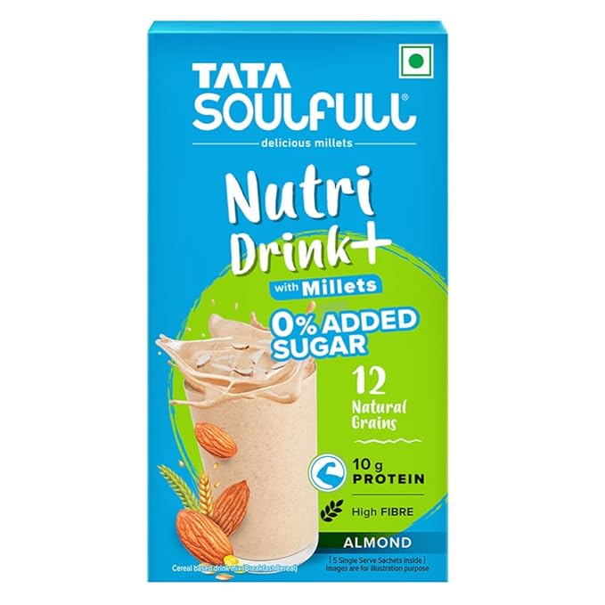Tata Soulfull Nutri Drink+ with Millets, 12 Grains, 0% Added Sugar ...