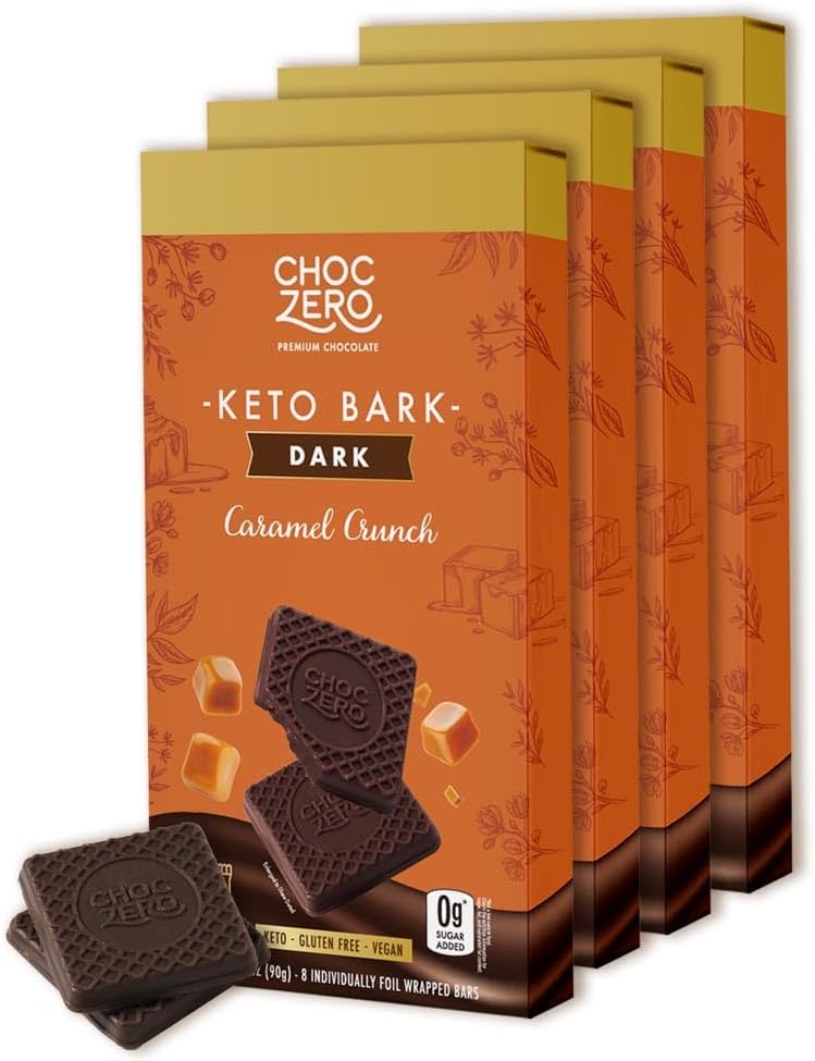 Amazon.com : ChocZero Vegan Caramel Crunch Keto Bark, Dark Chocolate ...