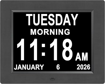 Digital Calendar Dementia Clock for Seniors 8 Alarm Option+10 Levels ...