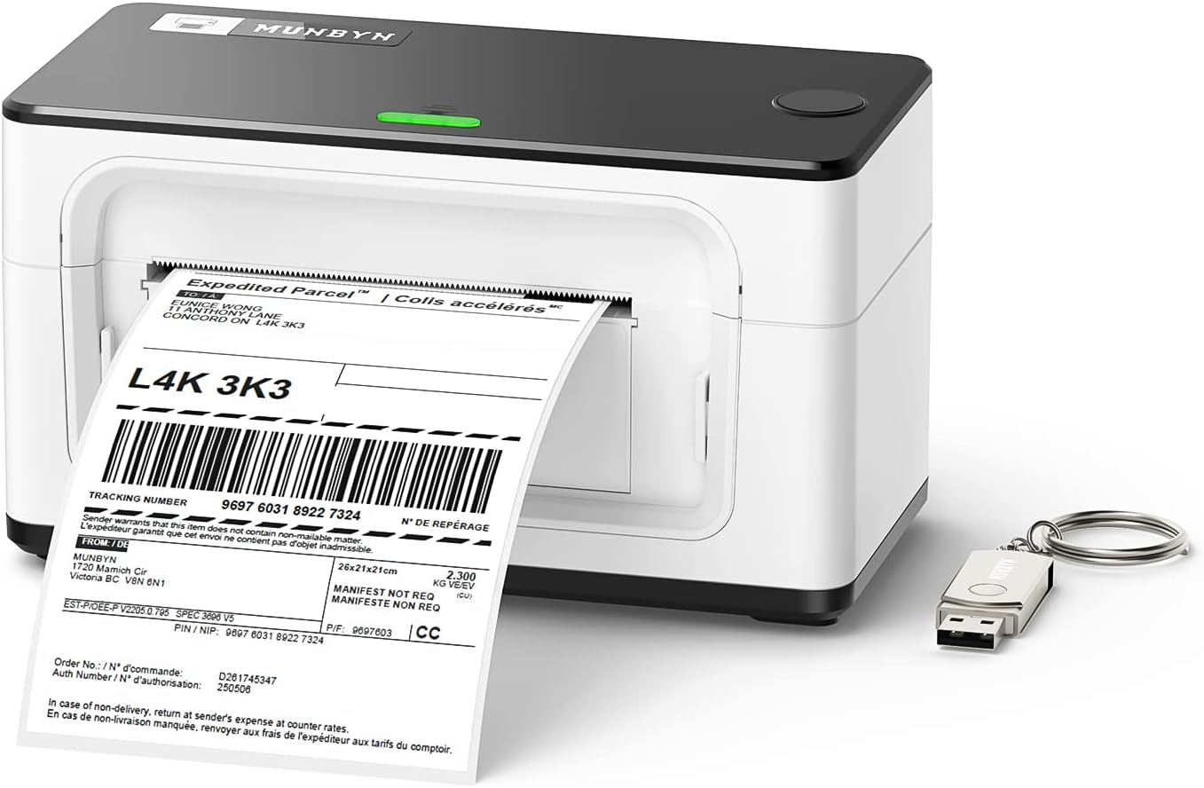 Amazon.com : MUNBYN USB Thermal Label Printer White : Office Products