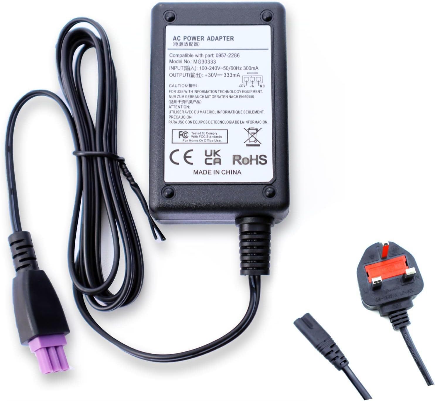 UK PLUG 30v Ac Adapter Charger Power Cable Supply compatible with HP ...