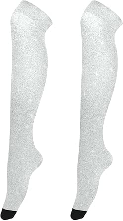 Amazon.com: Silver Glitter Sparkle Shiny Women Knee-High Socks Women's ...