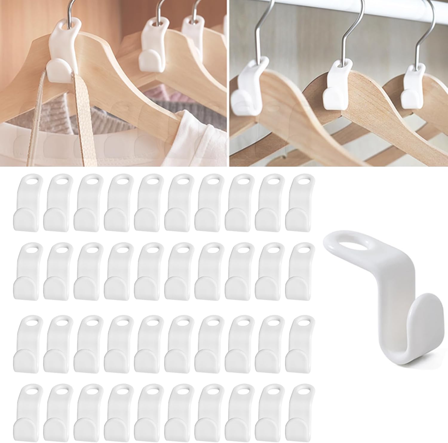 50pcs Hanger Connector Hooks, Hangers Space Saving, Multi-Level ...