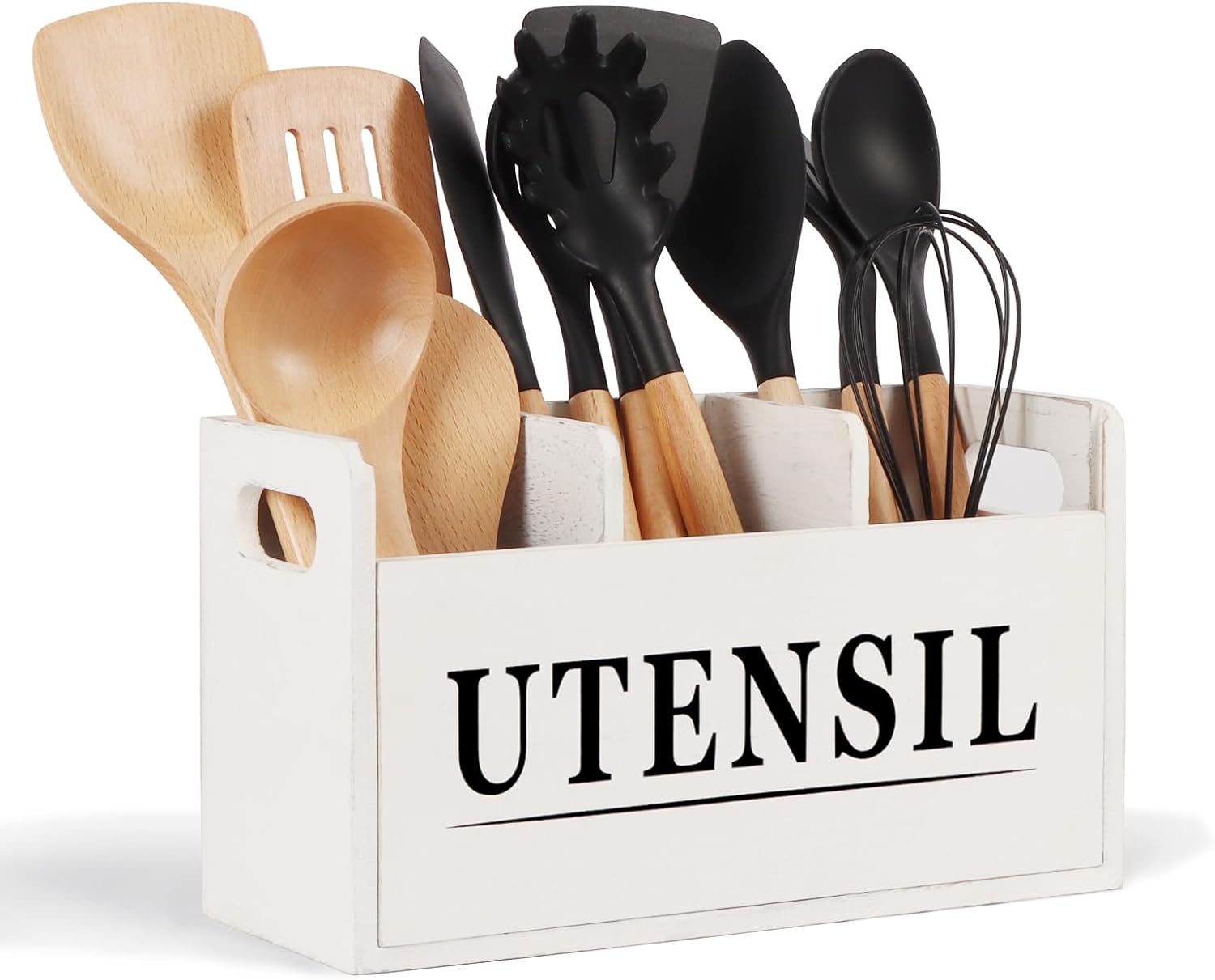 Amazon.com: Large Rustic Kitchen Utensil Holder for Countertop ...