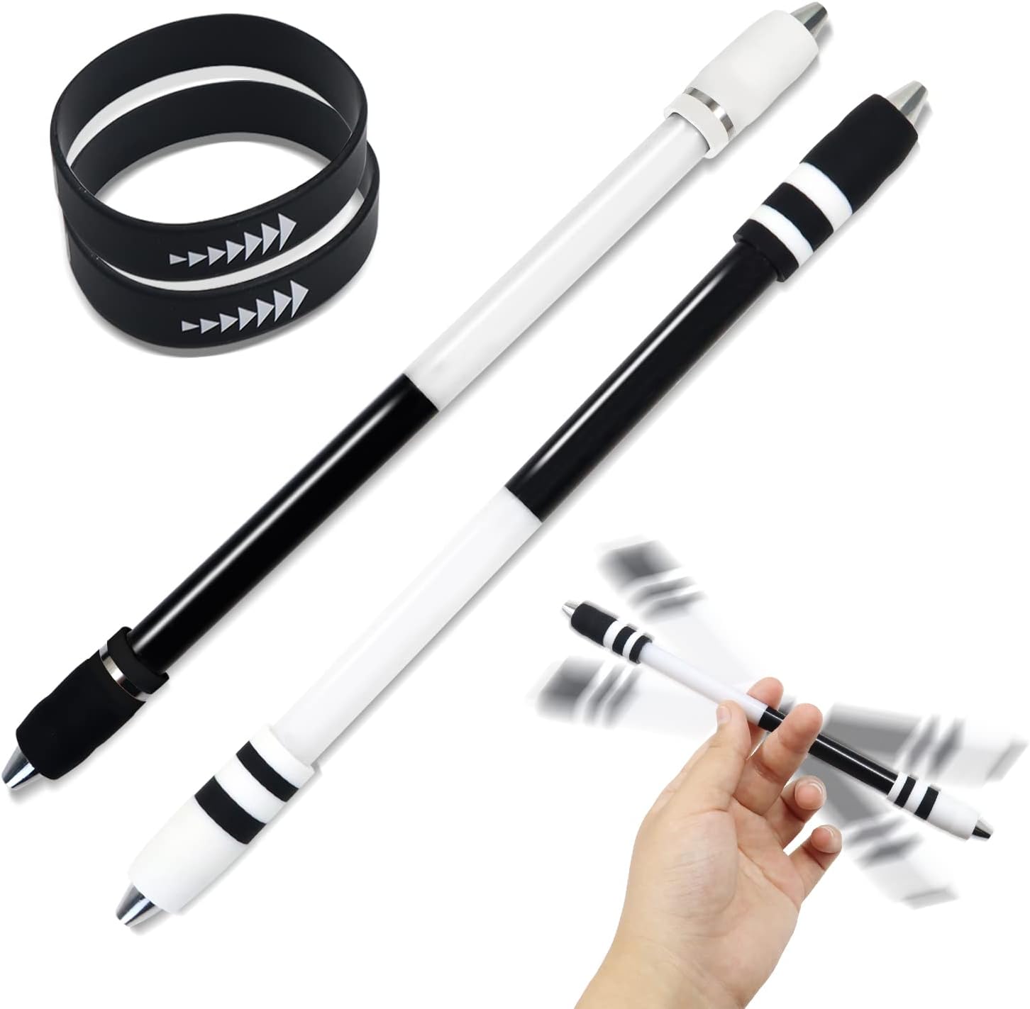 2Pcs Spinning Pens with Silicone Bracelets, Spinning Pen Mods, Weighted ...