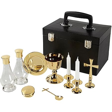 Amazon.com: 9 Piece Deluxe Travel Mass Kit and Communion Set with Black ...