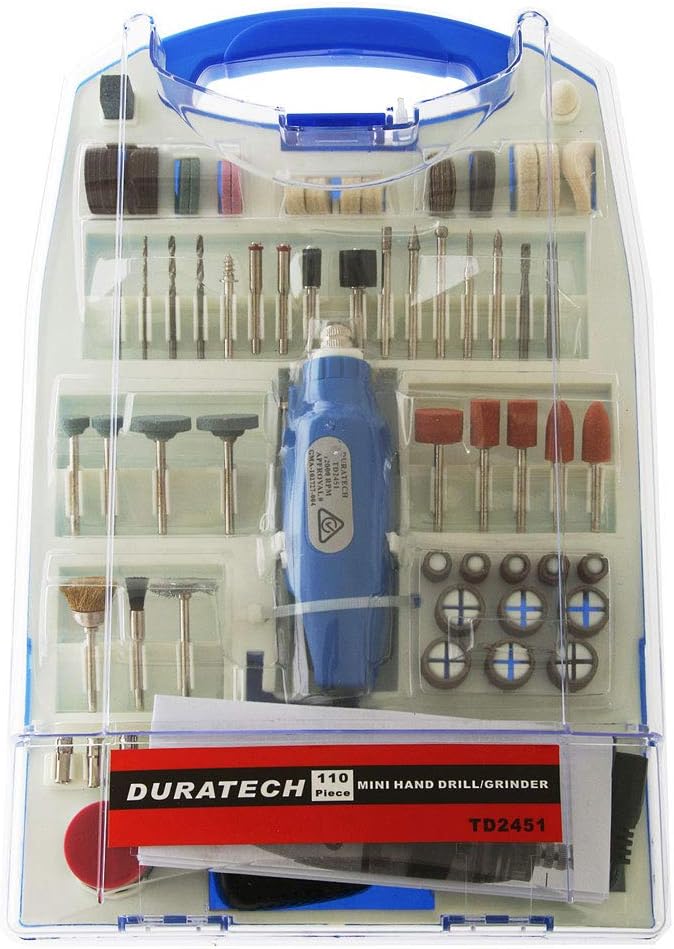 Duratech TD2451 12V Drill Sand Polish Carve Grind Rotary Tool Kit 110 ...