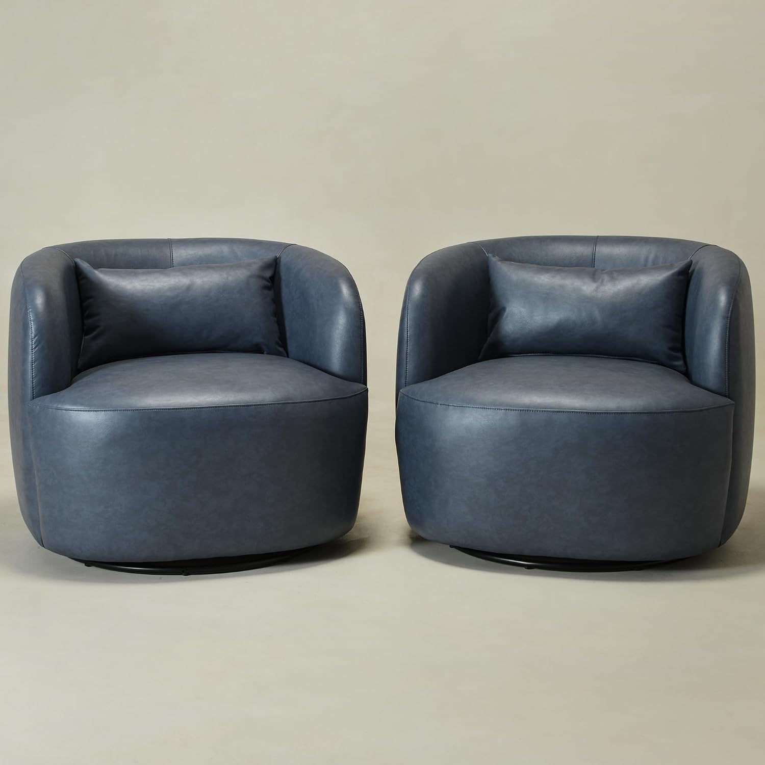 Amazon.com: KINWELL Faux Leather Swivel Armchair Set of 2 No Assembly ...