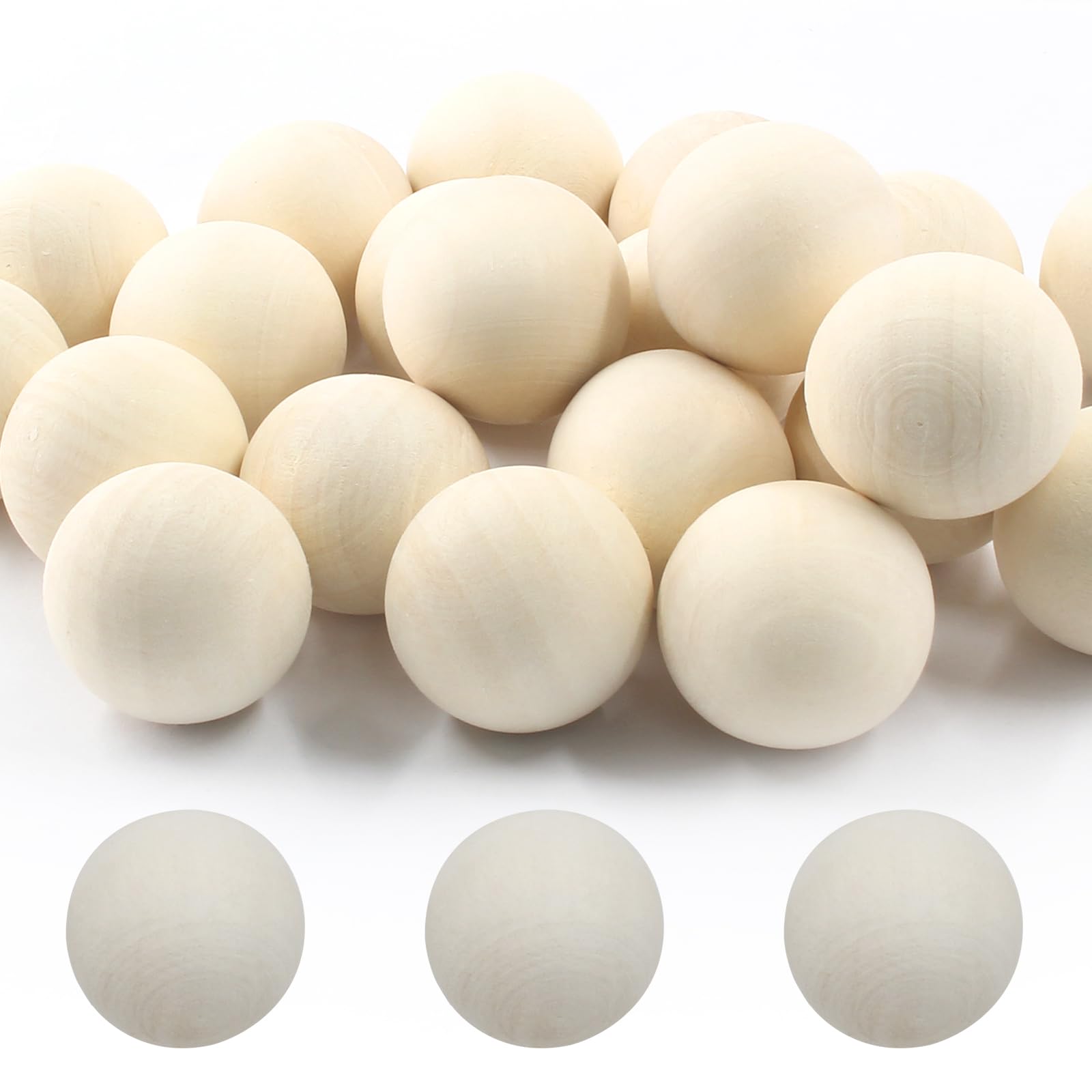 Snapklik.com : 50 Pcs Wooden Round Ball 1 Inch Unfinished Natural Wood ...