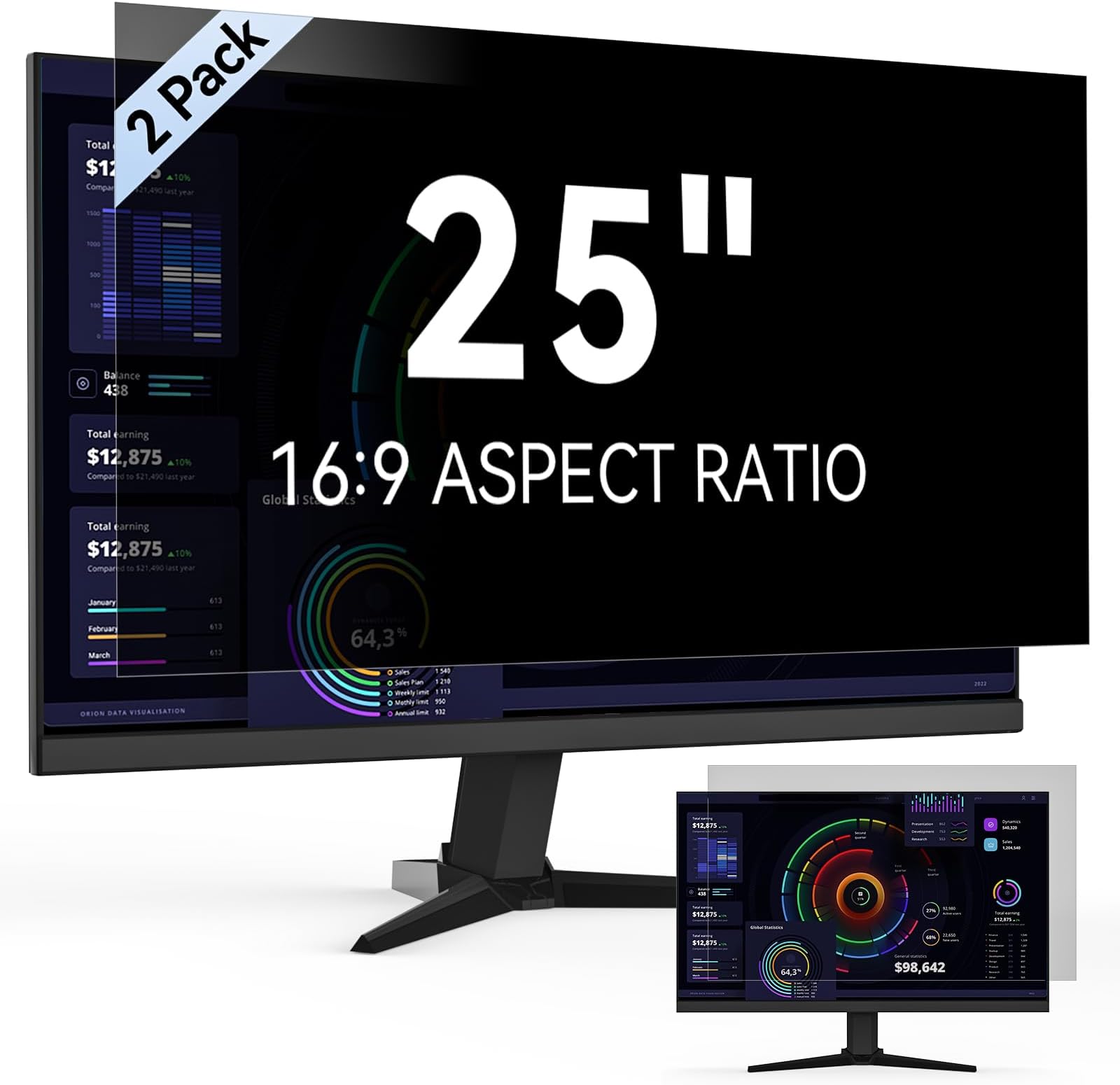 Amazon.com: J J-Dream 25 Inch Privacy Screen for Computer Monitor Blue ...