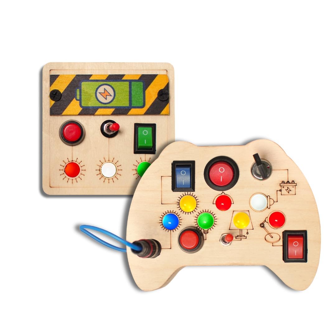 Clapstore Toys Busy Board Tinker Pad & Mini Switch Combo, LED Sensory ...