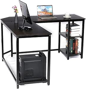 Amazon.com: Modern Black L-Shaped Desk: 54-Inch Computer Desk for Home ...