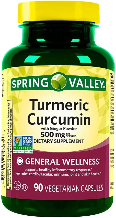 Amazon.com: Spring Valley Turmeric Curcumin 500mg with 50mg Ginger ...