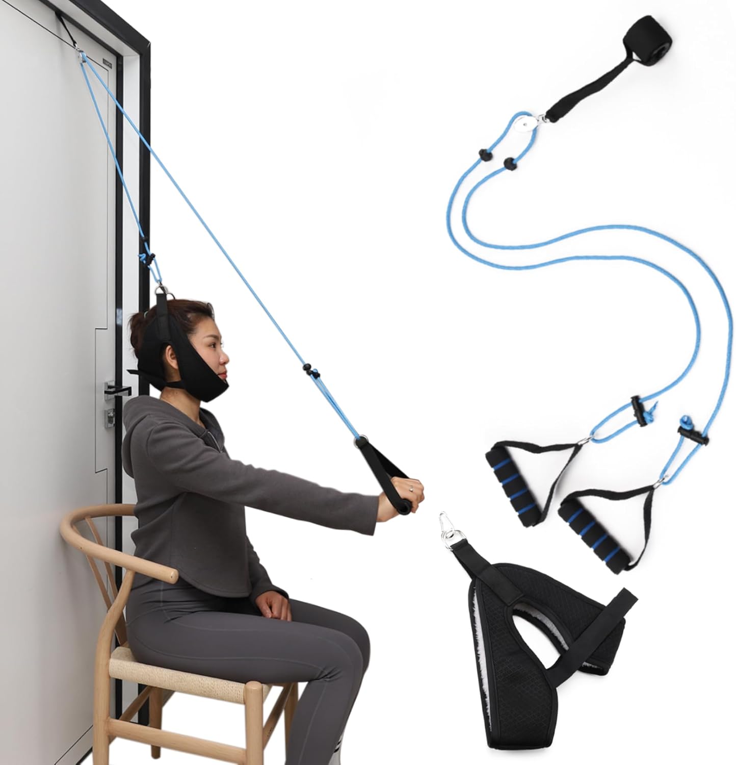 Amazon.com: 3-in-1 Neck and Cervical Traction Pulley Device Over Door ...