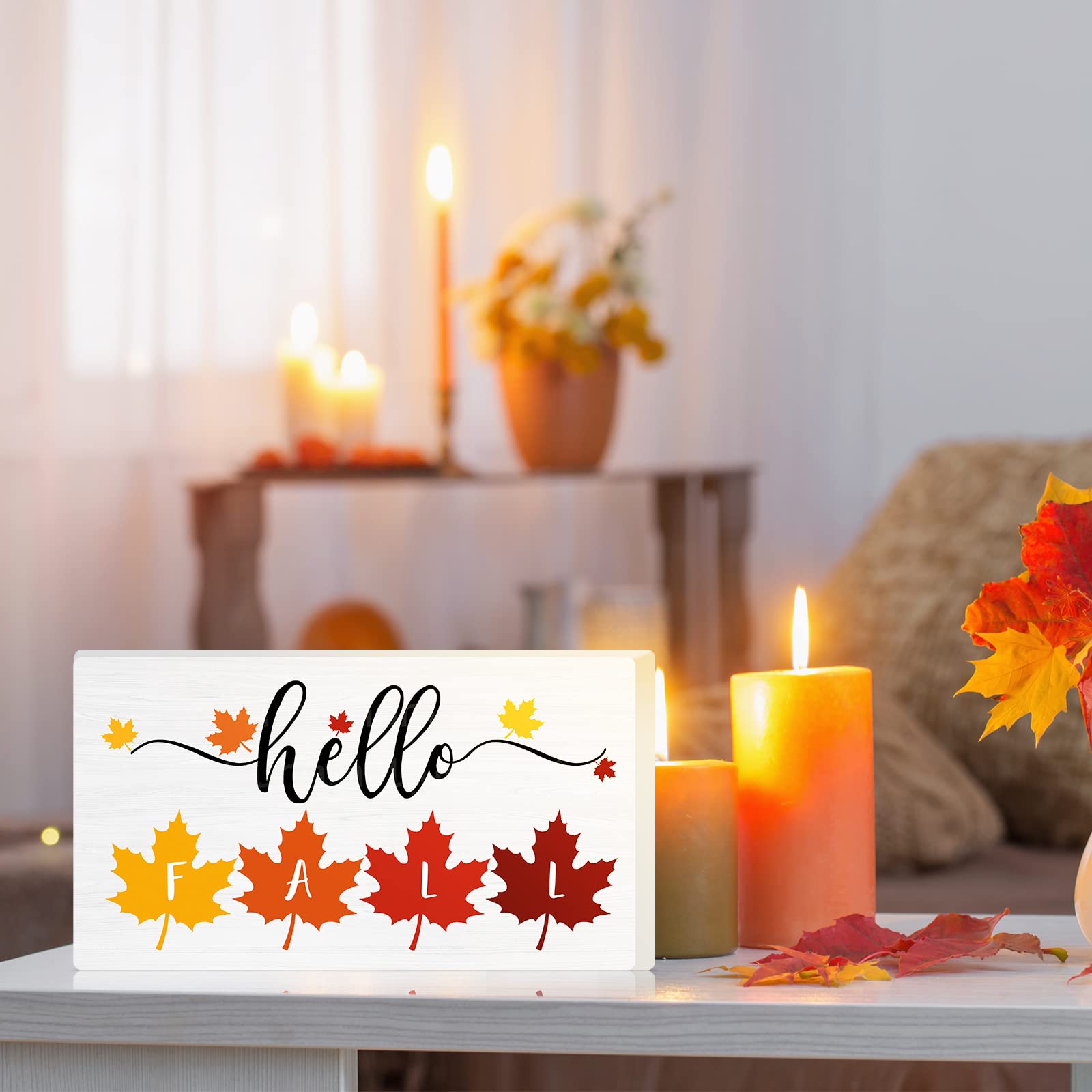 Snapklik.com : Hello Fall Wood Sign For Home Farmhouse Decor 9 X 5.3 ...