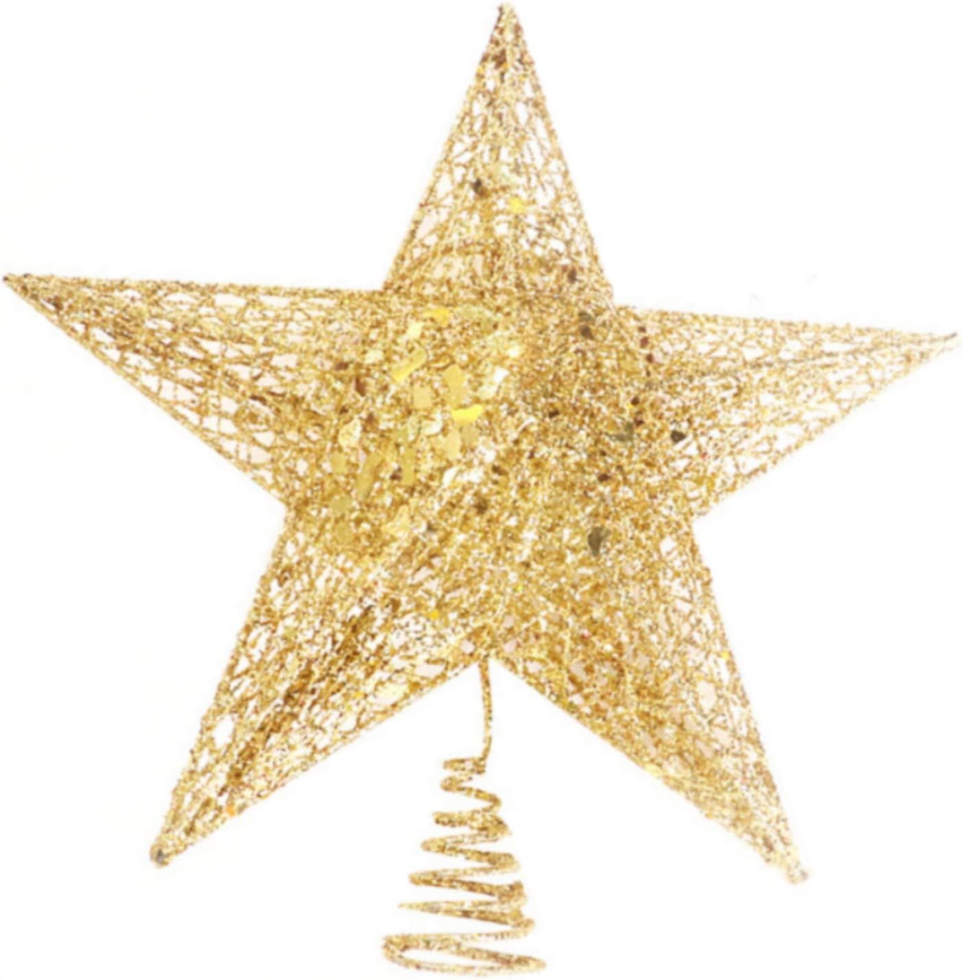 Gold Christmas Tree Topper, 8inch Gold Christmas Star for Christmas ...