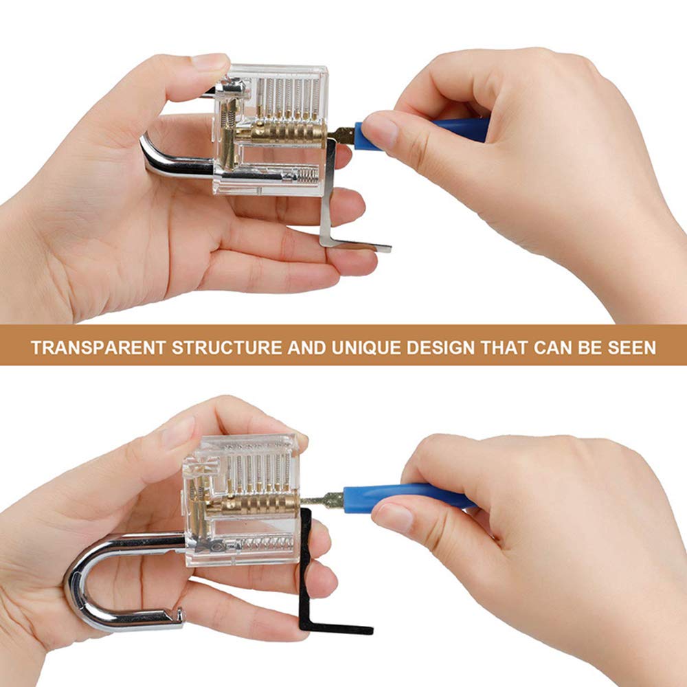 25-Piece Lock Pick Set with Clear Practice and Training Locks for ...