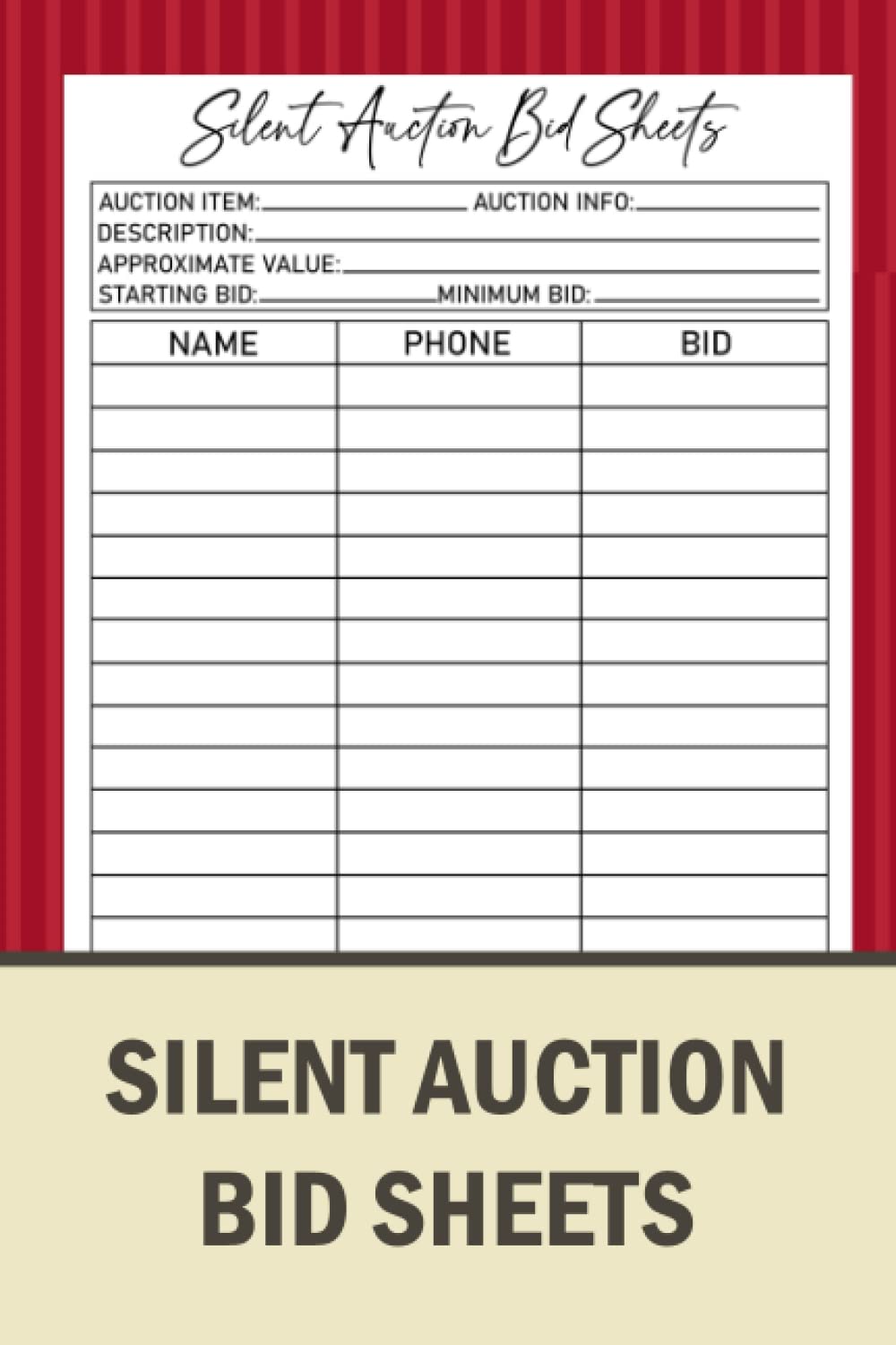 Silent Auction Bid Sheets: Fundraising Event Organizer Log Book ...