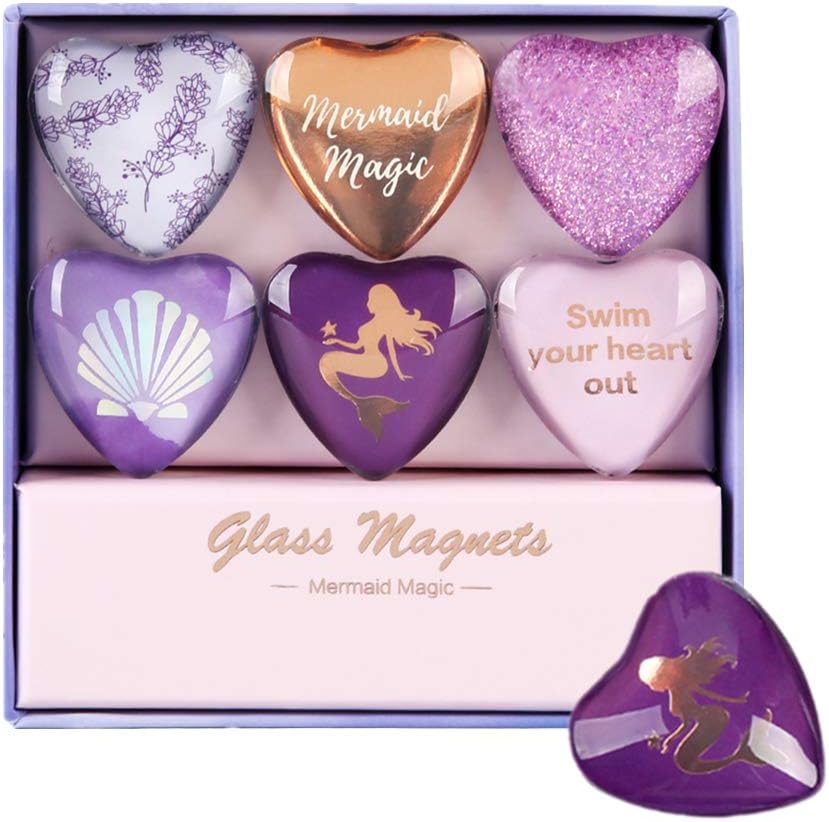 Amazon.com: Purple Fridge Magnets Set of 6 Love Heart Glass ...