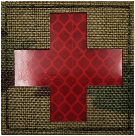 Reflective Medic Patches EMS EMT MED Tactical Medical Red Cross Morale Combat Badge First Aid ...