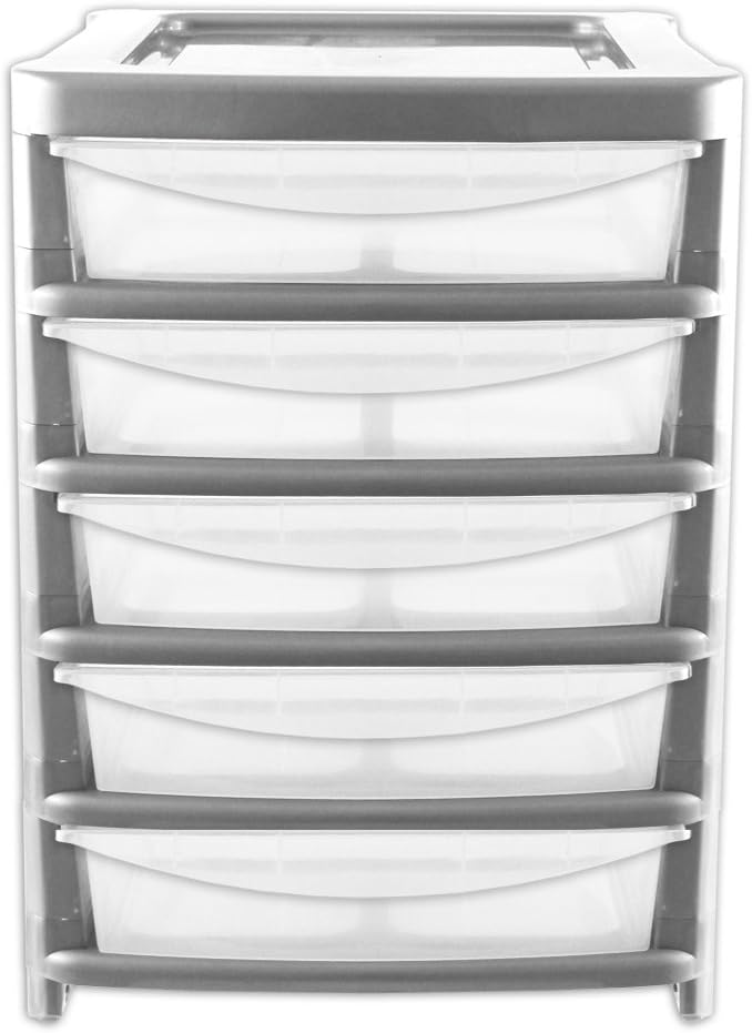 Amazon.com: A4 5 Drawer Large Tower Plastic Tall Storage Paper Tidy ...
