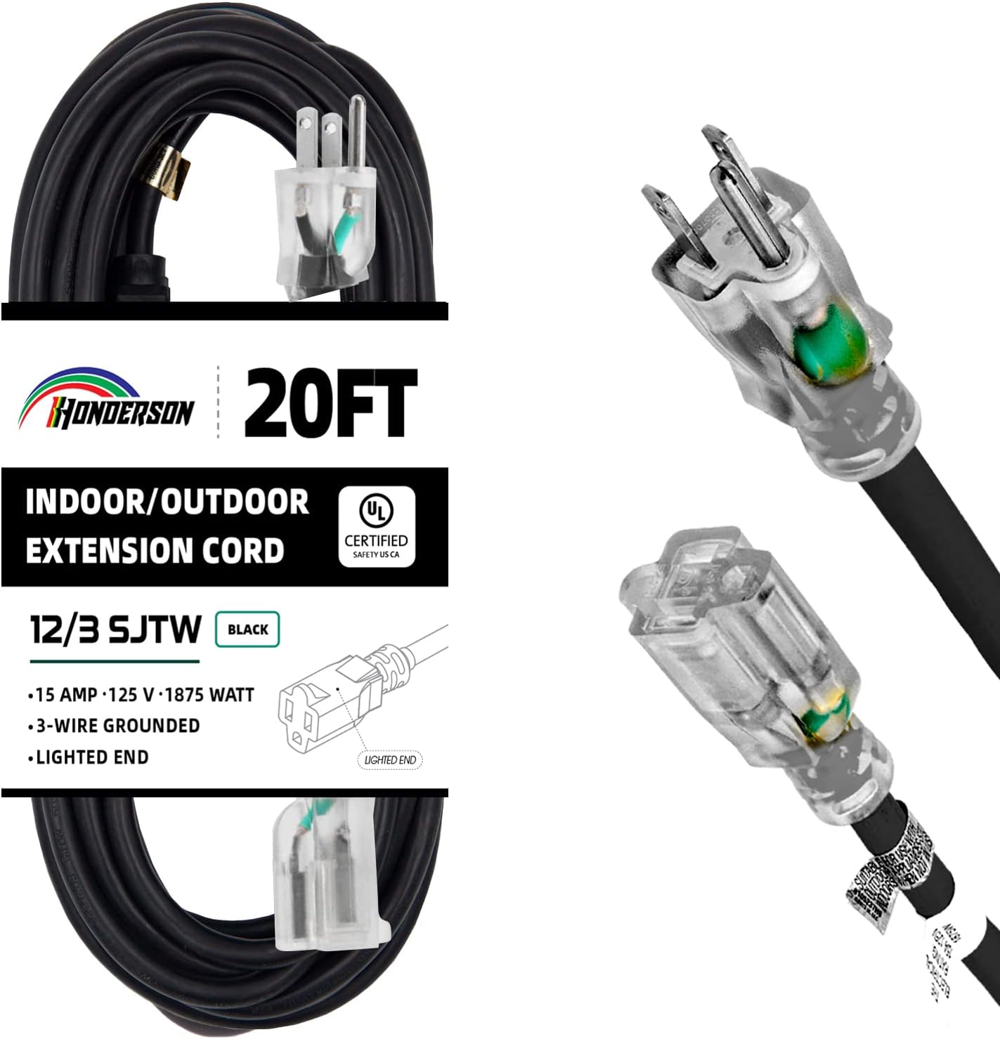 Amazon.com: EP 15Ft 14/3 Lighted Outdoor Extension Cord - 14 Gauge 3 ...