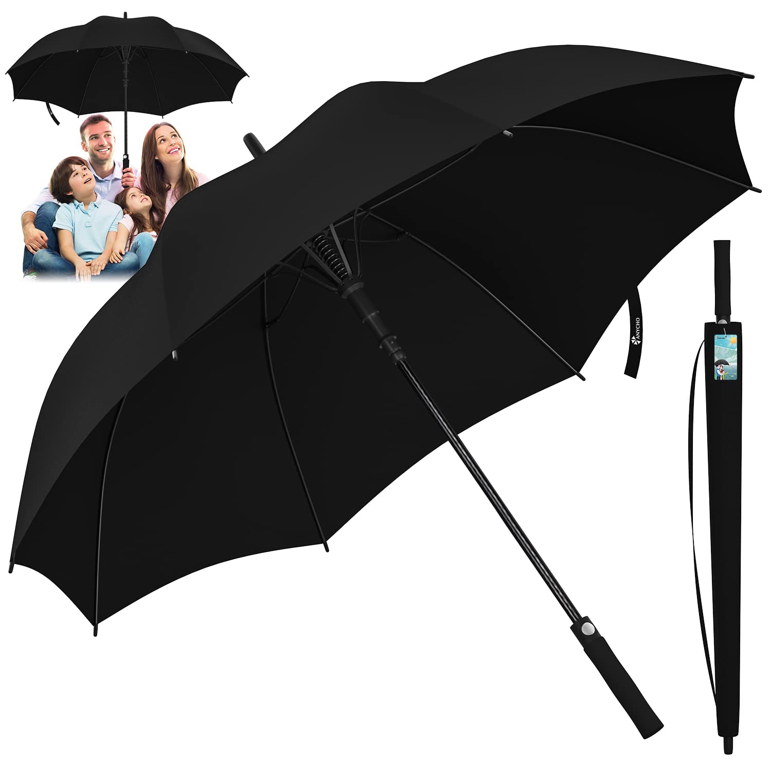 ANYCHO 60 Inch Big Umbrella for Man, Auto Open Golf Umbrella Inclued ...