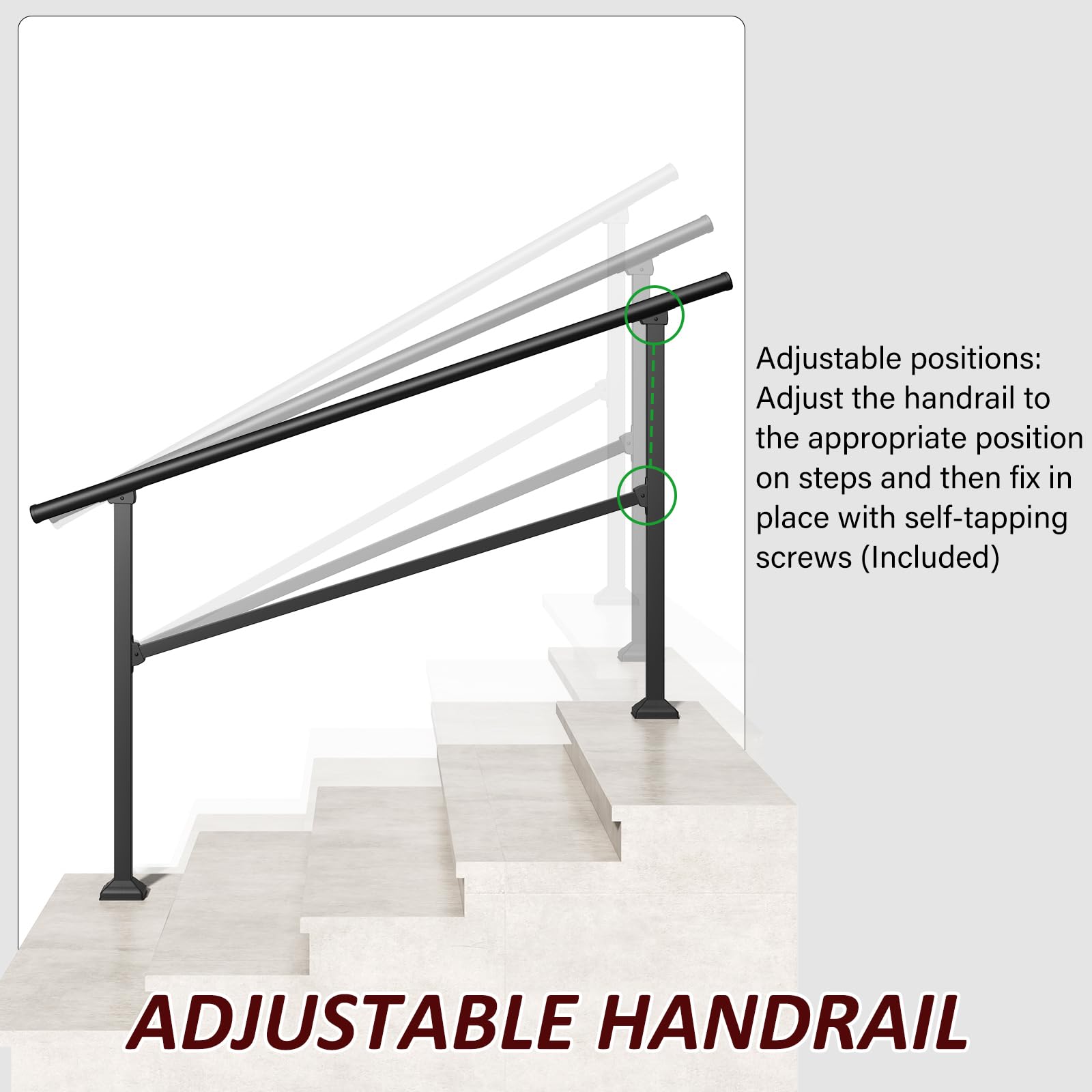 Snapklik.com : Hand Rails For Outdoor Steps, 5 Step Handrail, Outdoor ...