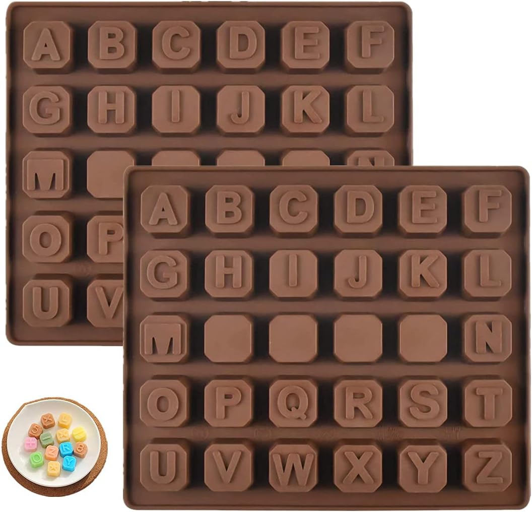 2 Pcs 26 Letters Nonstick Silicone Muffin Pan Alphabet and Number Mould ...