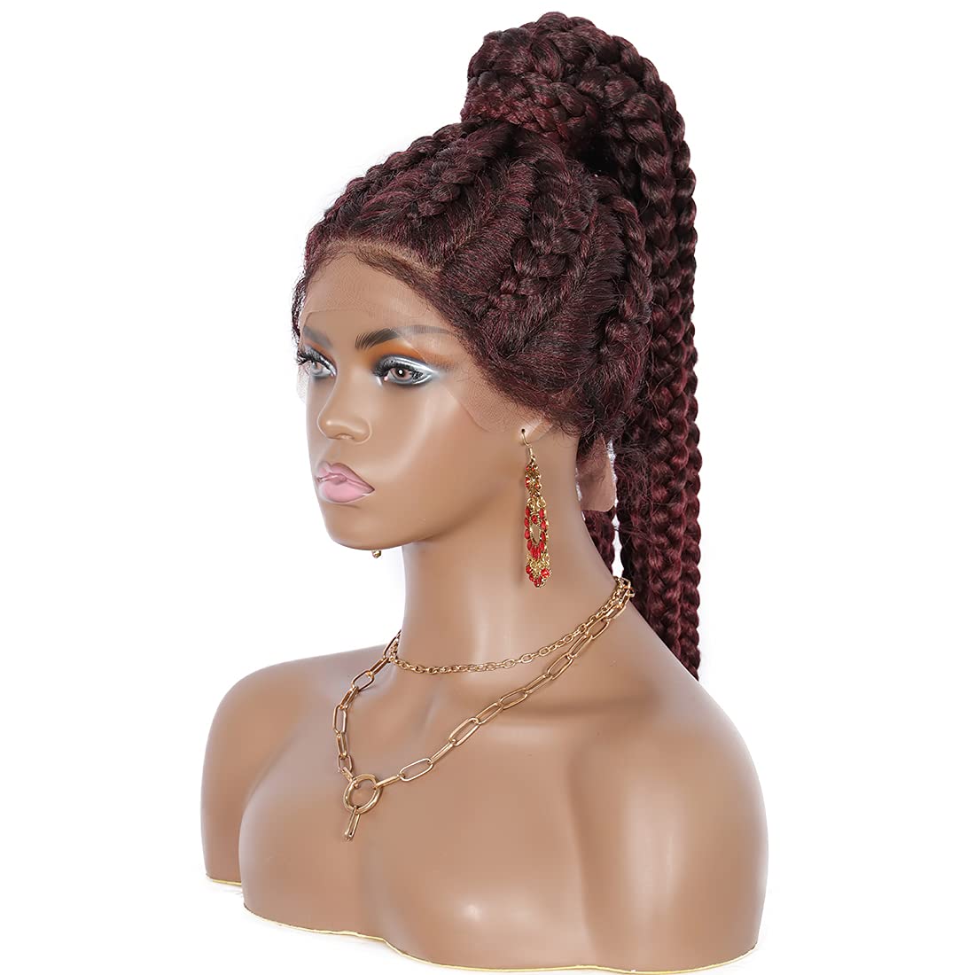 Brinbea Pre Braided High Ponytail Style 360 Swiss Lace Front ...