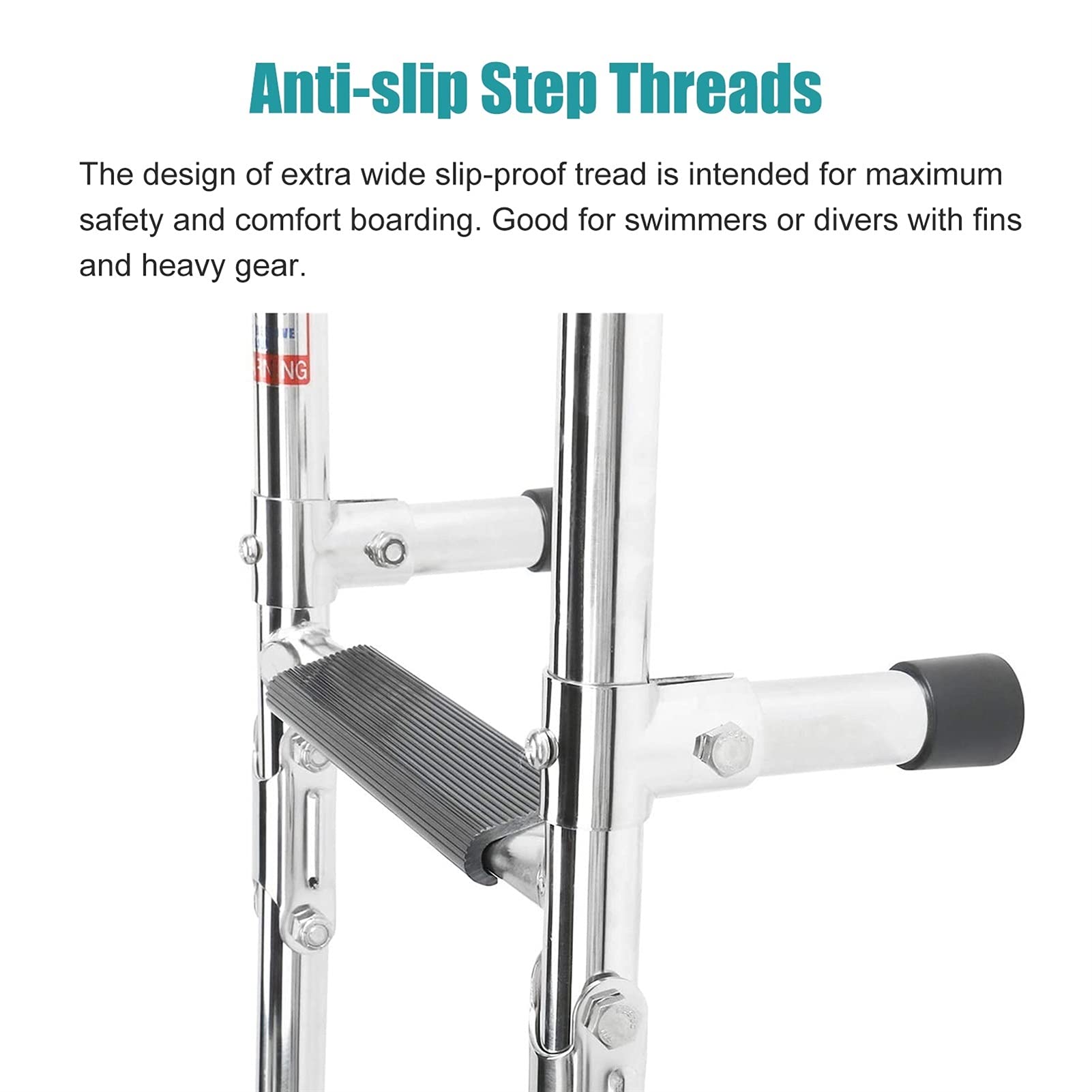 Folding Dock Ladder 4-Step Stainless Steel Folding Pontoon Boat Ladder ...