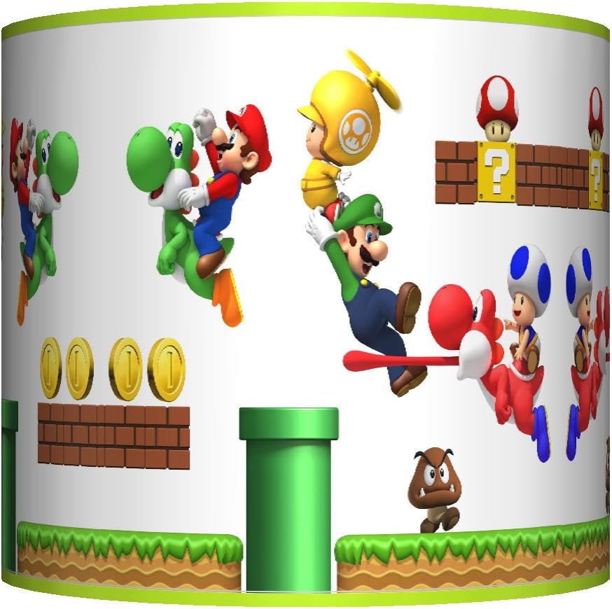 Super Mario - Ceiling LAMPSHADE - 10" Drum - Boys Bedroom LAMP Shade ...
