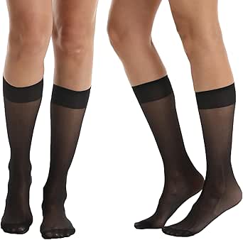 Amazon.com: Viyongan 10 Pairs Sheer Knee High Stocking for Women Silky ...